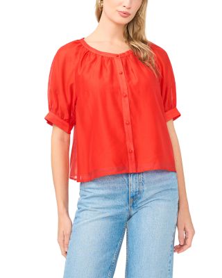 Click here for Vince Camuto Scoop Neck Button Down Short Sleeve T... prices