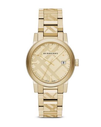 Burberry Check Etched Bracelet Watch, 38mm | Bloomingdale's