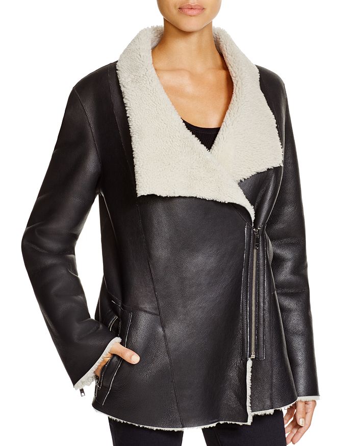 DKNY Shearling Asymmetric Zip Jacket | Bloomingdale's