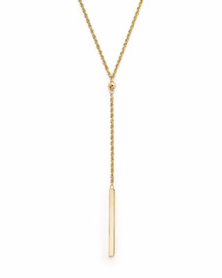 Click here for 14K Yellow Gold Rope Chain Bar Drop Necklace  18 prices