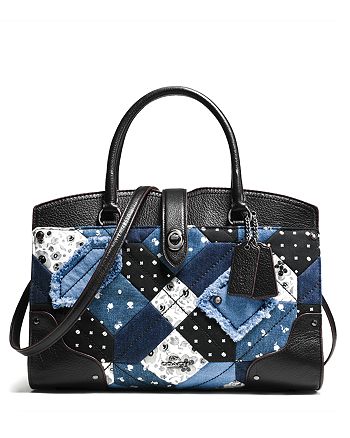 COACH Mercer 30 Satchel in Quilted Denim | Bloomingdale's