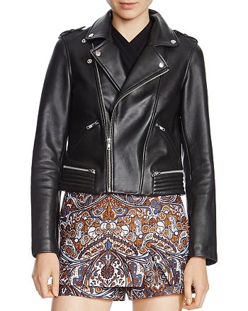 Maje Basalt Leather Biker Jacket | Bloomingdale's