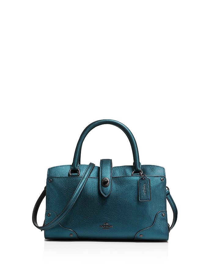 COACH Mercer Satchel 24 in Metallic Leather | Bloomingdale's