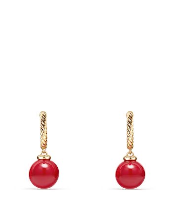 David Yurman Solari Hoop Earrings with Red Enamel in 18K Gold ...