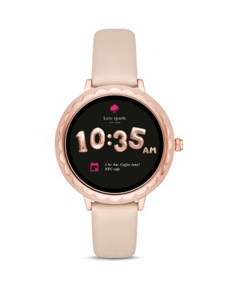 kate spade new york Scalloped Case Leather Strap Smartwatch, 42mm ...