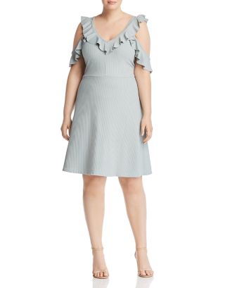 Lost Ink Plus Lost Ink Cold-Shoulder Ribbed-Knit Dress | Bloomingdale's