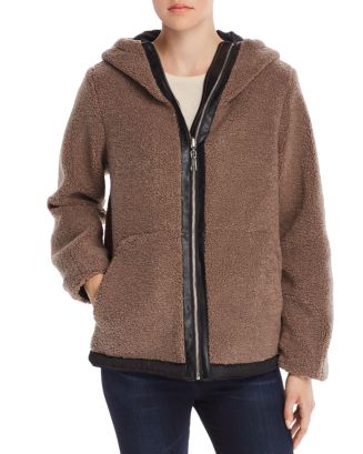 VINCE CAMUTO Hooded Faux Fur Zip-Front Teddy Jacket | Bloomingdale's