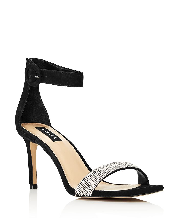 AQUA Women's Seven Suede High-Heel Ankle Strap Sandals - 100% Exclusive ...