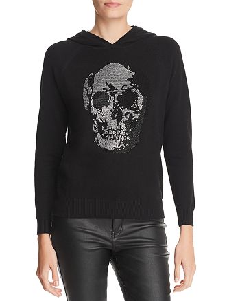 Minnie Rose Embellished Skull Hooded Sweater | Bloomingdale's
