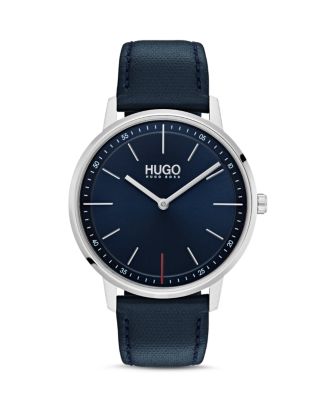 HUGO HUGO #EXIST Blue Leather Watch, 40mm | Bloomingdale's