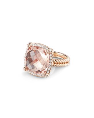 David Yurman Châtelaine® Pave Bezel Ring with Morganite in 18K Rose ...