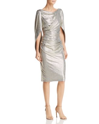 Avery G Draped Metallic Dress | Bloomingdale's