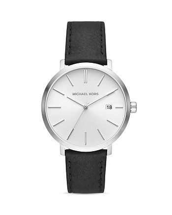 Michael Kors Blake Black Leather Strap Watch, 42mm | Bloomingdale's