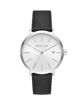 Michael Kors Blake Black Leather Strap Watch, 42mm | Bloomingdale's