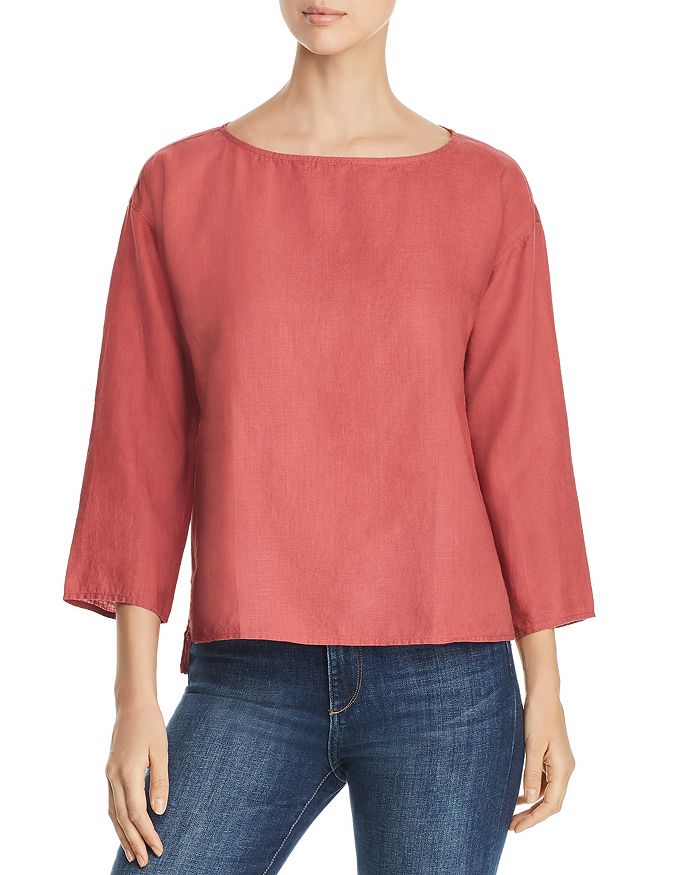 Eileen Fisher Organic Linen High/Low Top | Bloomingdale's