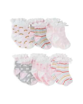 Elegant Baby Girls' 6-Piece Ruffled Rainbow Socks Set - Baby ...