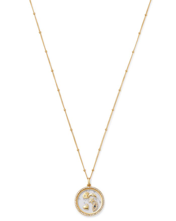 Zoe Lev 14K Yellow Diamond Protection Locket Pendant Necklace, 22 ...