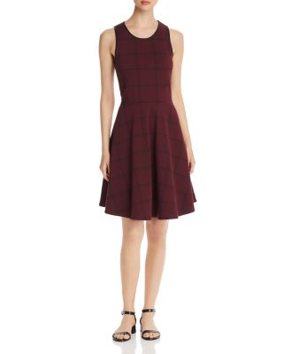 Leota Ava Plaid Knit Fit-and-Flare Dress | Bloomingdale's