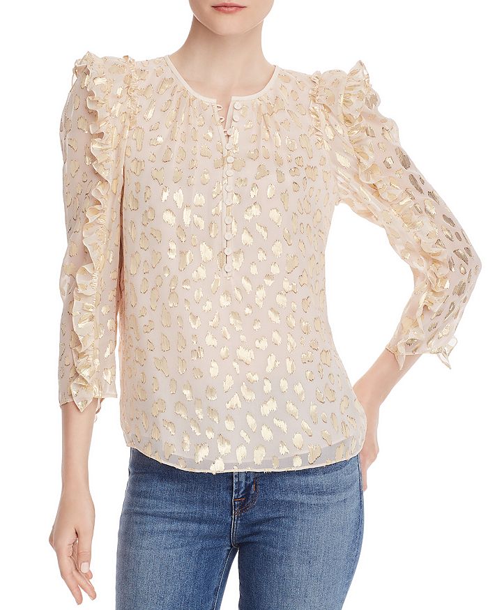 Rebecca Taylor Silk-Blend Metallic Leopard Top | Bloomingdale's