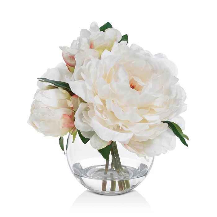Diane James Home Blooms Cream Peony Faux Floral Arrangement in Glass ...