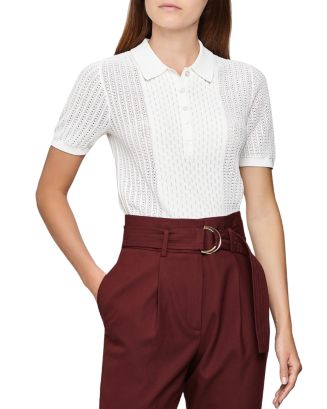 REISS Alma Lace Knit Polo Shirt | Bloomingdale's