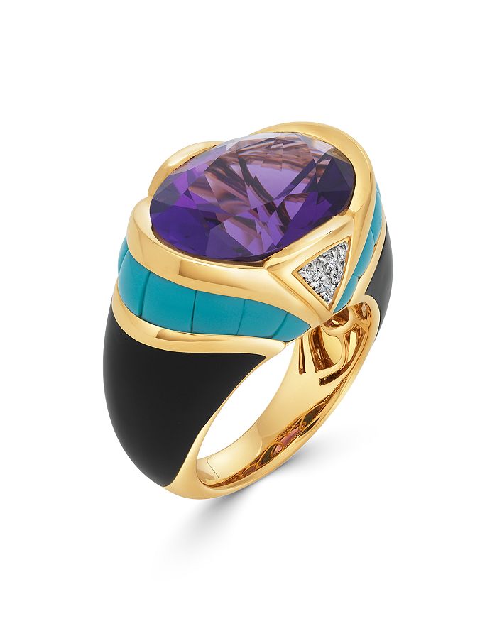 Marina B 18K Yellow Gold Bibia Ring with Amethyst, Turquoise & Diamonds | Bloomingdale's