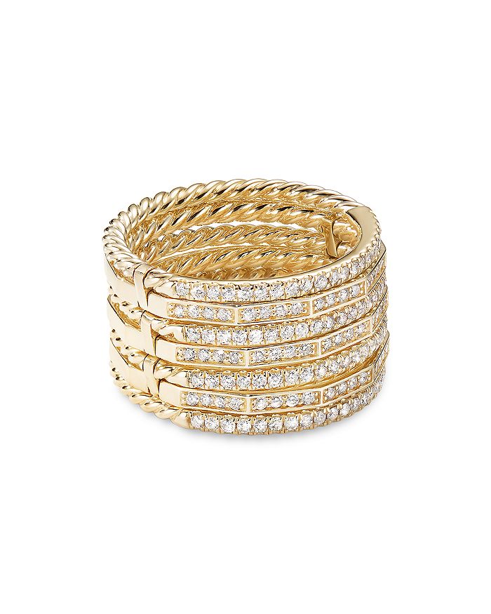 David Yurman 18K Yellow Gold Stax Full Pave Ring with Diamonds | Bloomingdale's