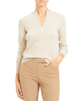 Theory Cashmere Henley Sweater | Bloomingdale's