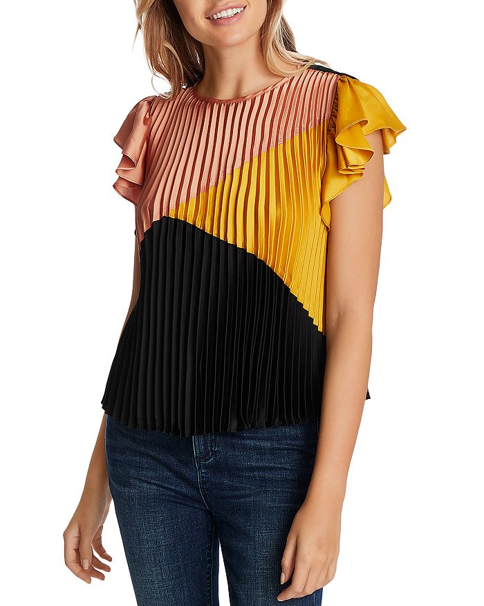 1.STATE Pleated Color-Block Top | Bloomingdale's