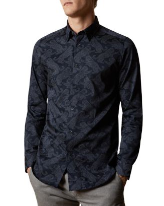 Ted Baker Tiger Print Slim Fit Button-Down Shirt | Bloomingdale's