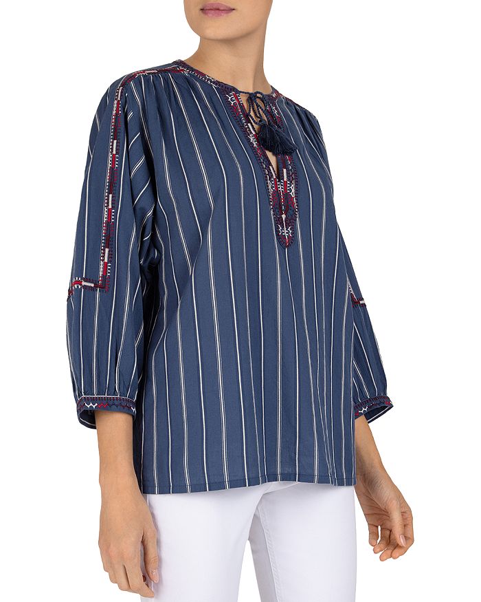 Gerard Darel Nathel Tie-Front Embroidered Cotton Top | Bloomingdale's