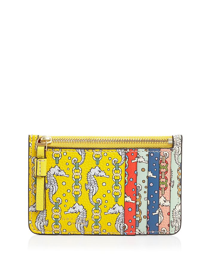 Tory Burch Perry Mini Printed Zip-Top Leather Card Case | Bloomingdale's