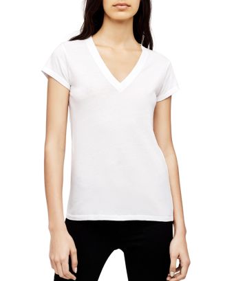 L'AGENCE Becca Cotton V-Neck Tee | Bloomingdale's