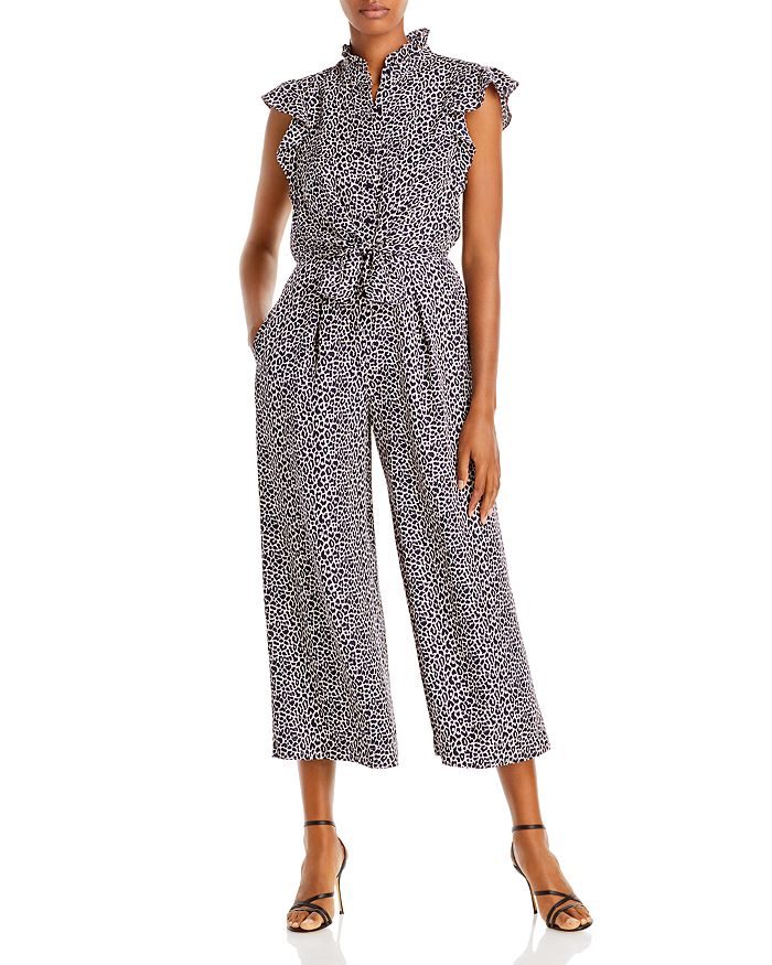 Rebecca Taylor Leopard Print Ruffled Jumpsuit | Bloomingdale's