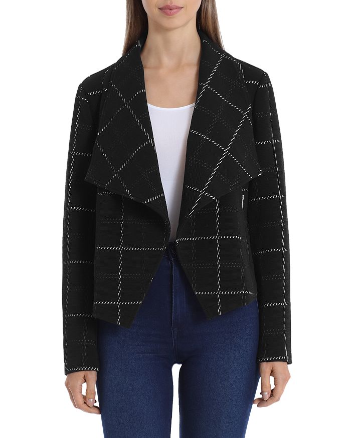 Bagatelle Windowpane Drape Front Jacket | Bloomingdale's