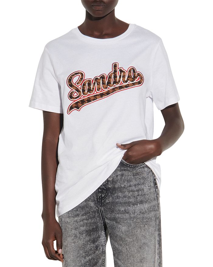 Sandro Valy Cotton Logo Embroidery Tee | Bloomingdale's