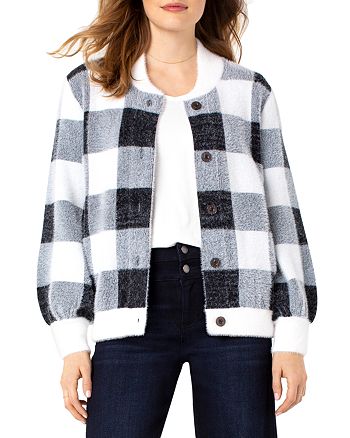 Liverpool Los Angeles Buffalo Check Sweater Bomber Jacket | Bloomingdale's