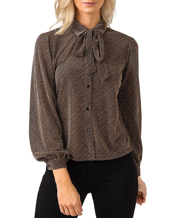 Belldini Metallic Tie Neck Blouse | Bloomingdale's