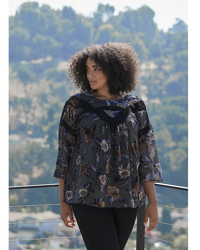 Daniel Rainn Plus Lace Inset Top | Bloomingdale's