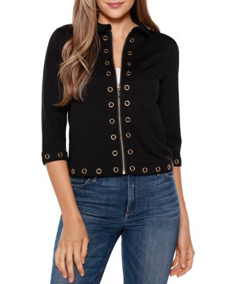 Belldini Grommet Three Quarter Sleeve Zip Jacket | Bloomingdale's