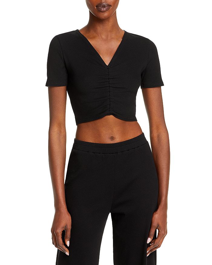AQUA Ruched Crop Top - 100% Exclusive | Bloomingdale's