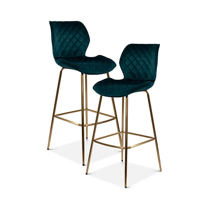 Sparrow & Wren Grace Velvet Tufted Barstools, Set of 2 | Bloomingdale's