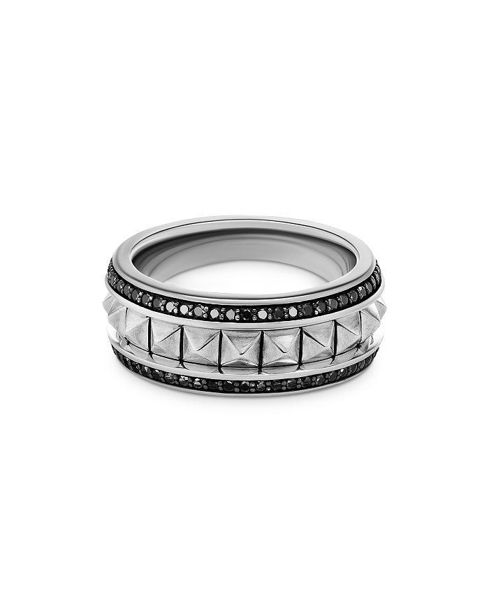 David Yurman Men's Sterling Silver Pyramid Band with Black Diamonds ...