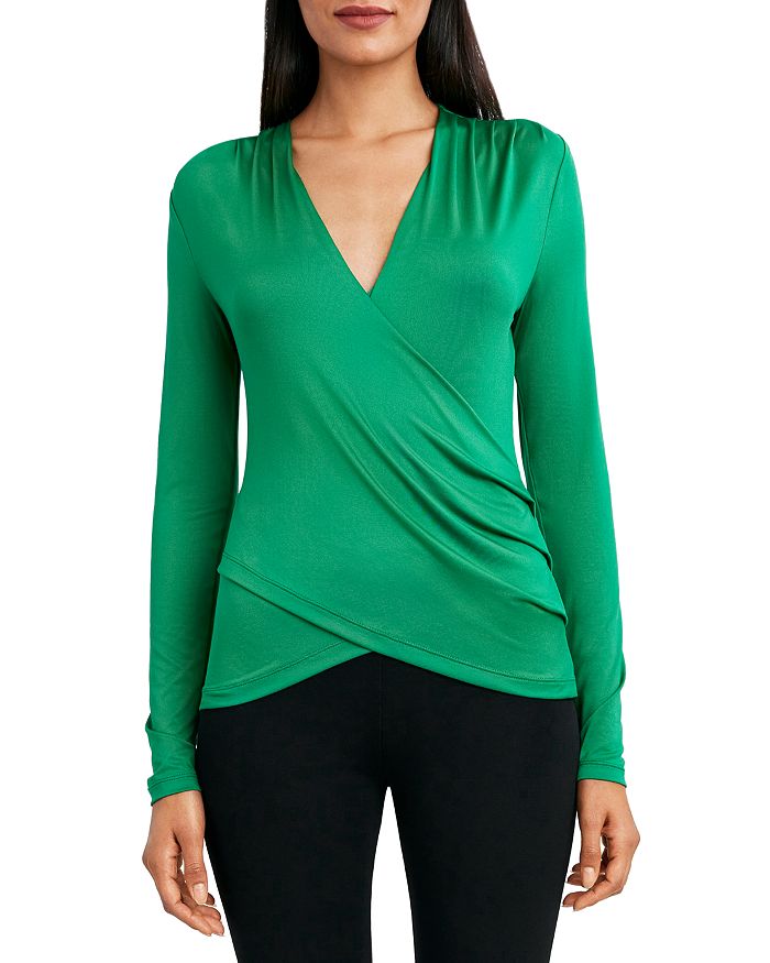 BCBGMAXAZRIA Knit Cross Front Top | Bloomingdale's