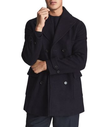 REISS Cork Wool Blend Double Breasted Peacoat | Bloomingdale's
