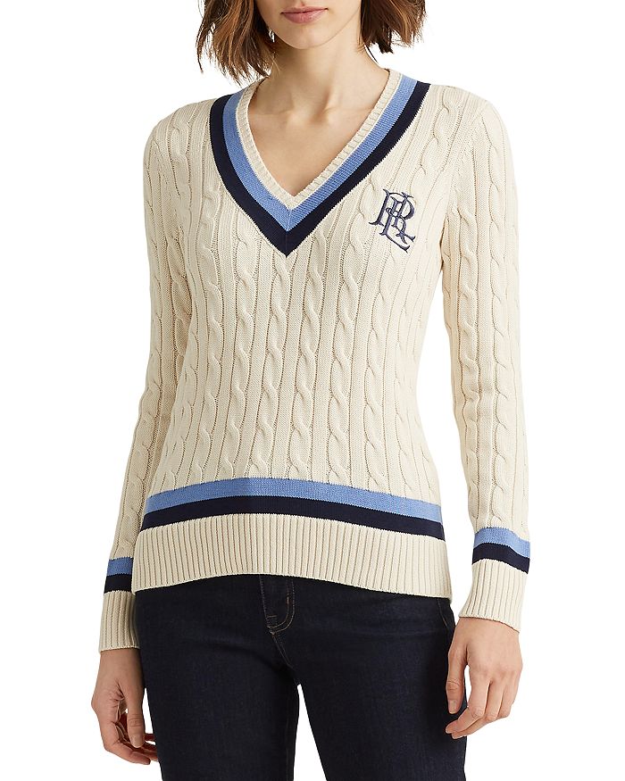 Ralph Lauren Embroidered Cable Knit Sweater | Bloomingdale's