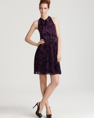 HALSTON HERITAGE HALSTON Silk Chiffon Feather Print Halter Dress ...