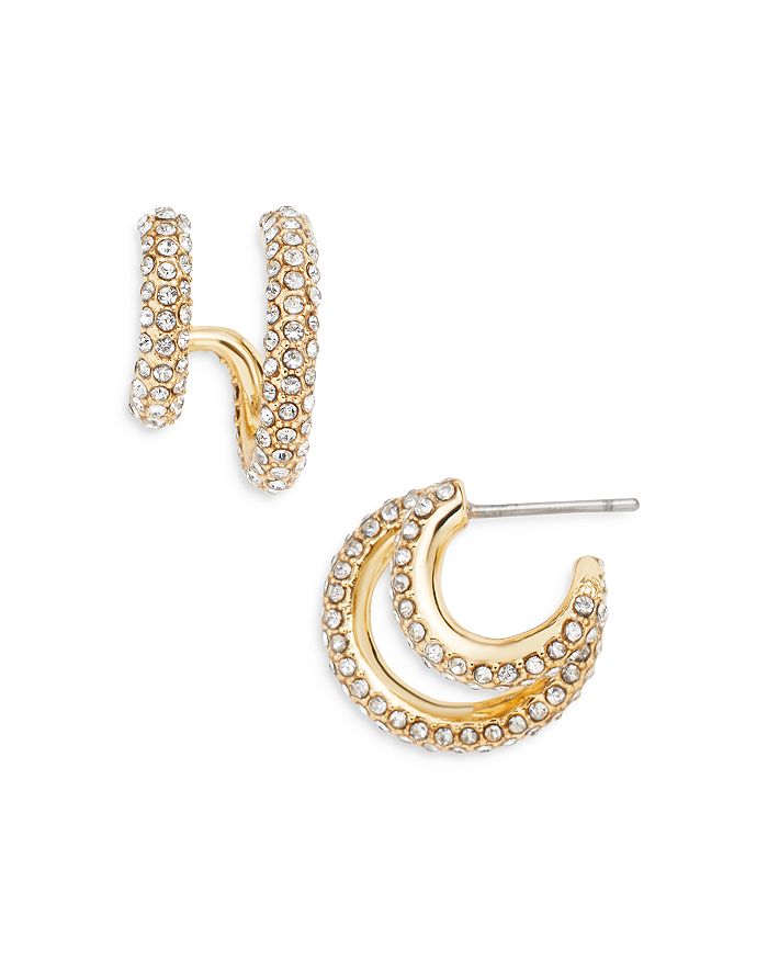 BAUBLEBAR Cheyenne Pavé Double Row Hoop Earrings in Gold Tone ...