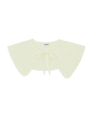 GANNI Light Seersucker Stripe Frill Collar | Bloomingdale's