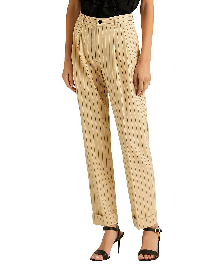 Ralph Lauren Pinstriped Straight Leg Ankle Pants | Bloomingdale's